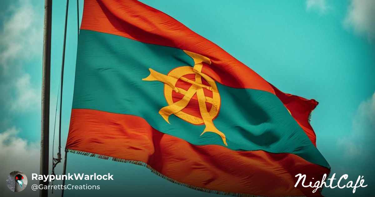 Teal & Red-Orange Syndicalist Flag