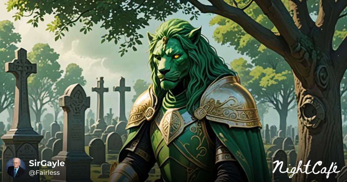 Green Paladin Weeps in Graveyard for Brother - AI Art