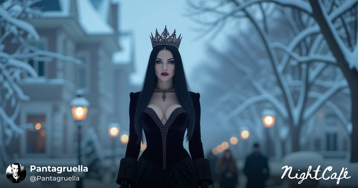 Morticia as the Snake Queen in a Funeral Scene in ... - AI Art