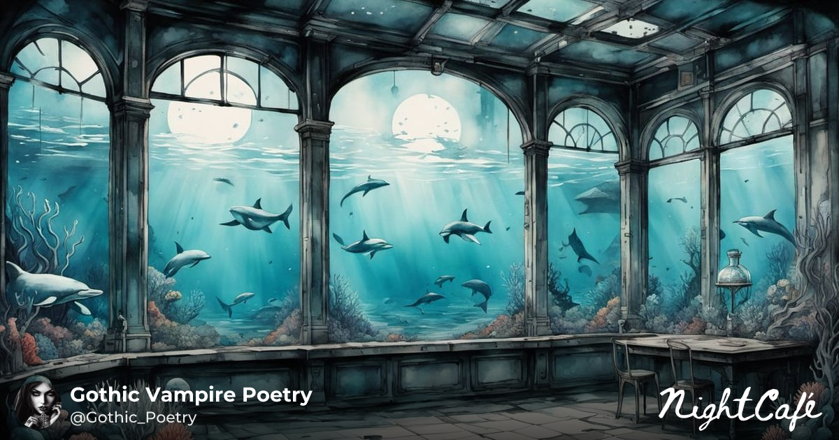 Desk and rest room - Futuristic Mermaid with Dolphins: Ink a...