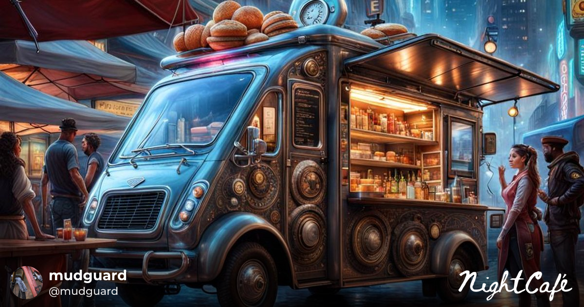Fantasy food truck - Cyberpunk Chef's Steampunk Food Truck W...
