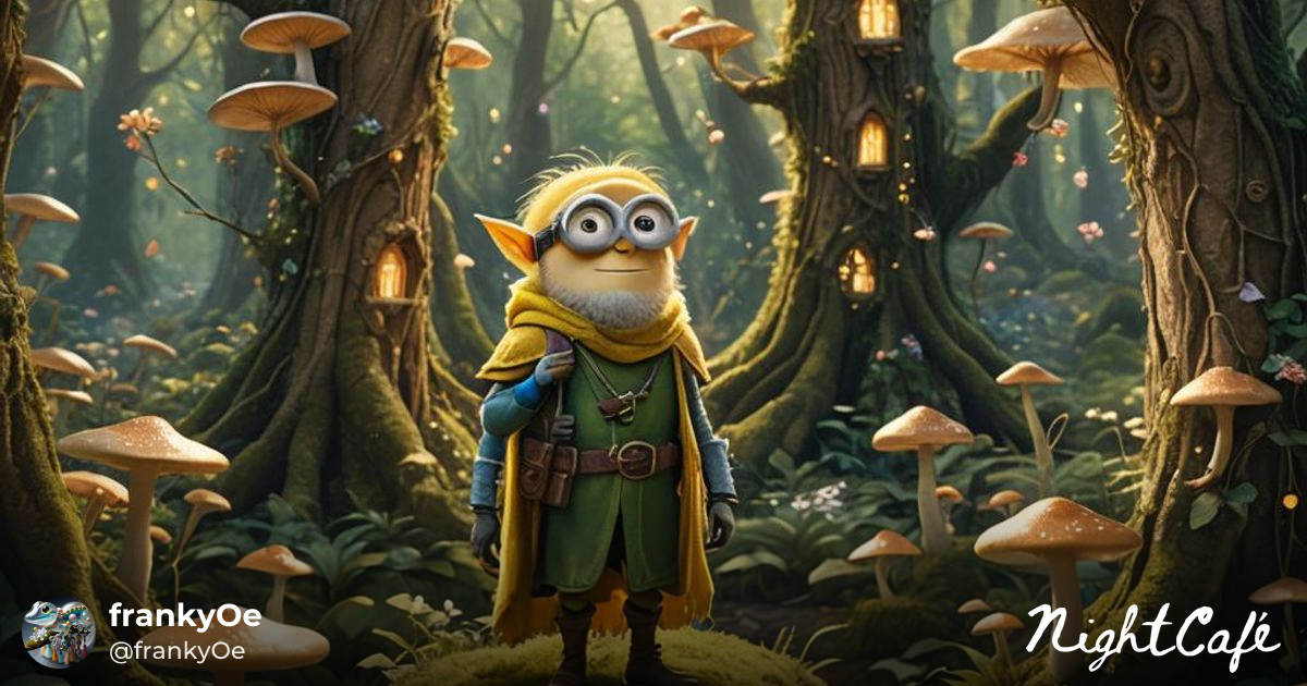 Minion-Elf in Enchanted Forest: Fantasy Concept Ar... - AI Art