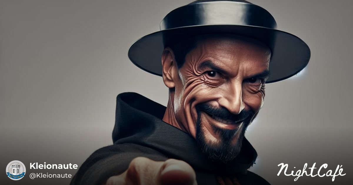 Medieval Inquisitor Points with Sadistic Smile - AI Art