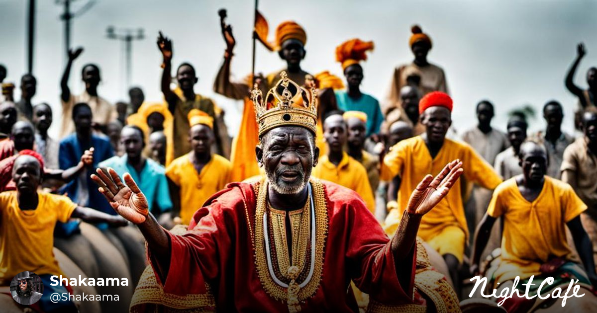 African King's Royal Procession on Elephant - AI Art