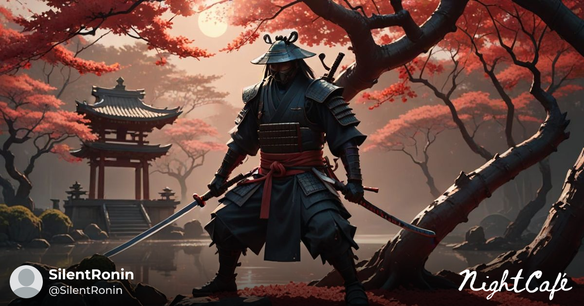 Ronin with Odachi Sword Leaning on Bonsai Tree - AI Art