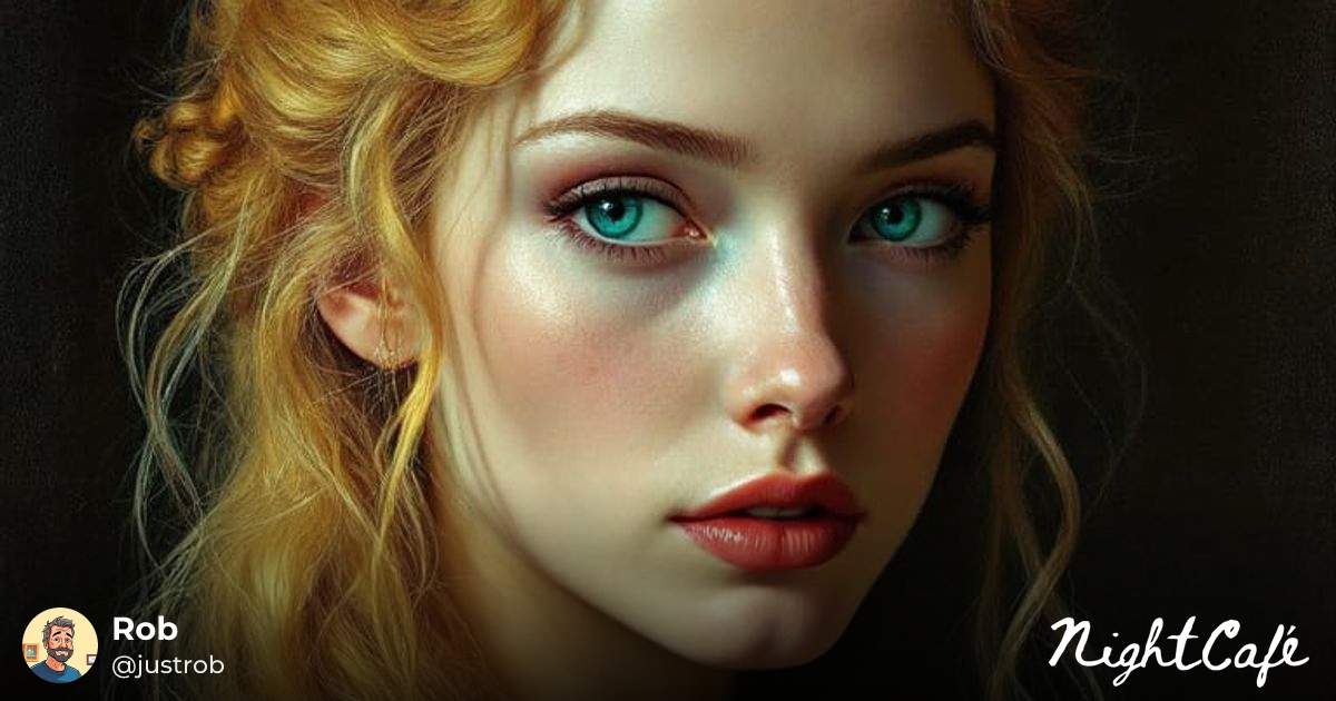 Renaissance Portrait of Woman with Teal Tipped Hai... - AI Art