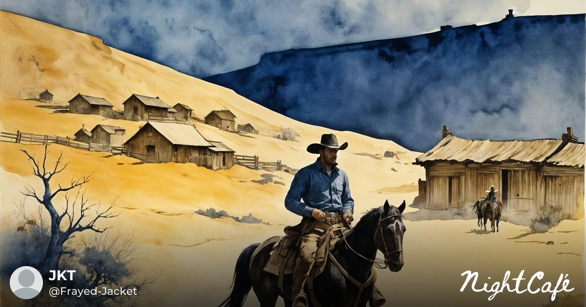 The Old West, cowboy enters corral - Cowboy Rides into Sunse...