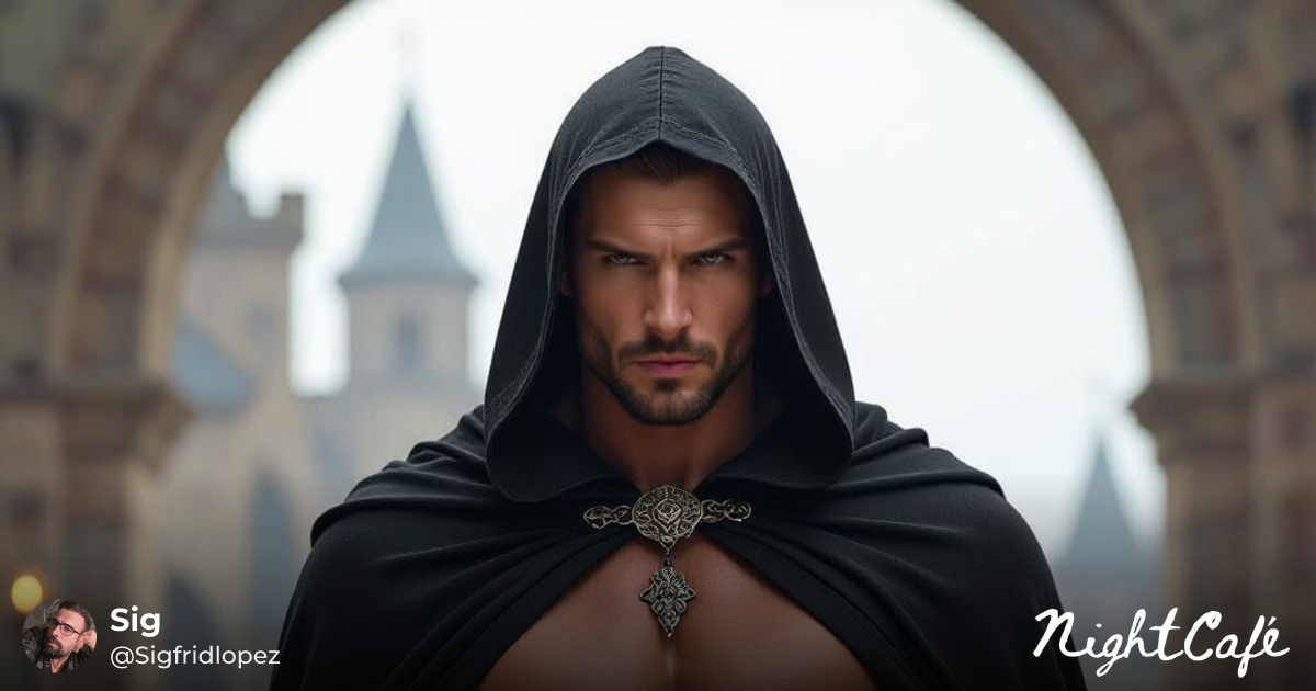 Medieval knight - Muscular Knight with Black Cloak in Detail...