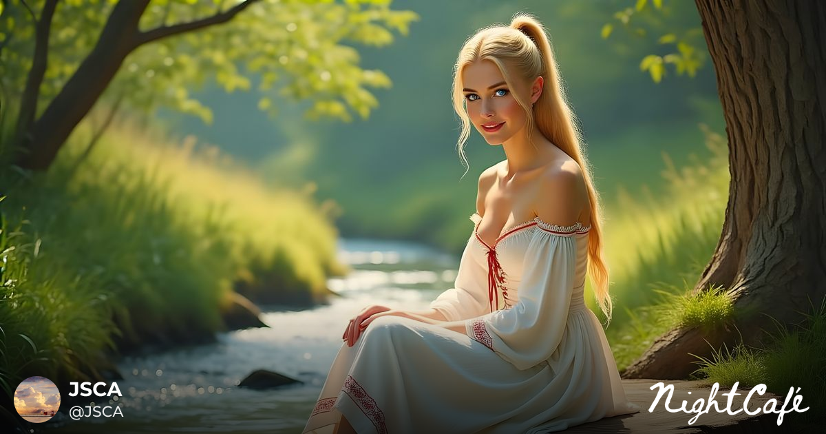 Daybreak at the brook - Norse Goddess Radiates Serenity by a...