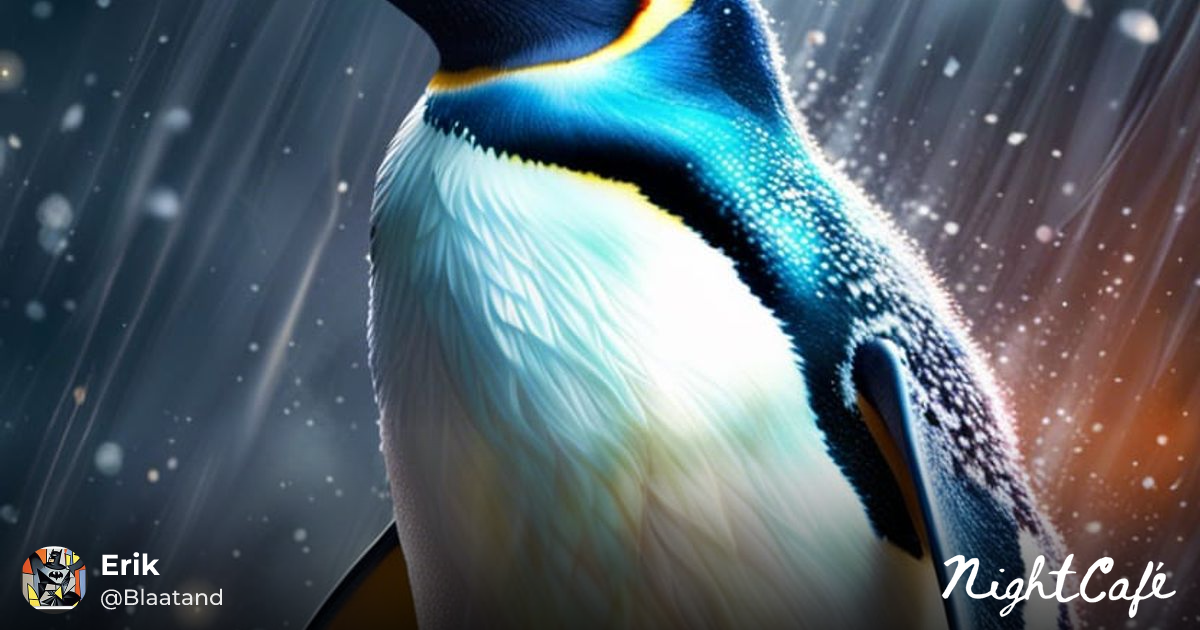 Pingu - Penguin King in Snow Storm: Hyperrealistic Splash Ar...