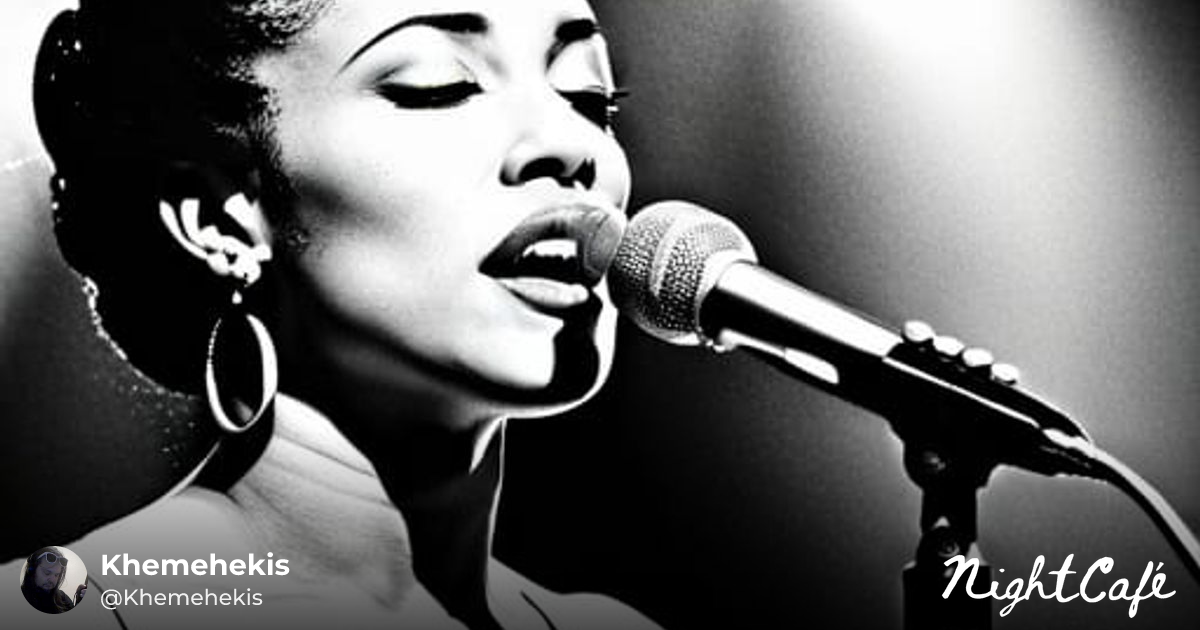 Sade singing with her eyes closed - Hyperrealistic Image of ...