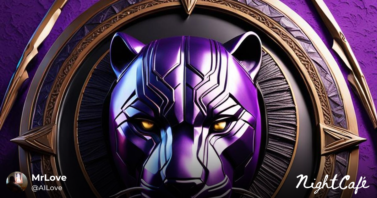 Black Panther Crest on Zulu Shield in Metal Fabric - AI Art