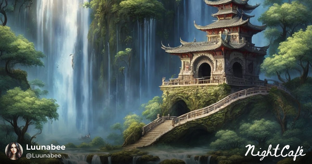 Magnificent and sumptuous waterfall. Behind the waterfall is a gigantic ...