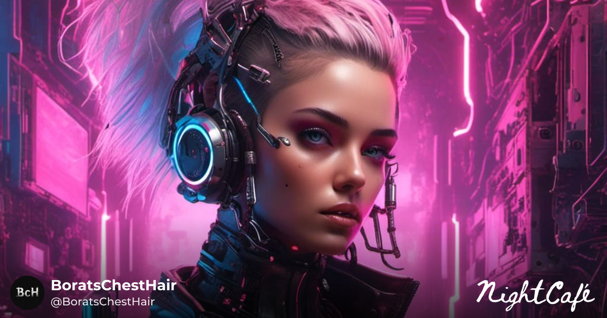 Cyborg Gamer Girl - Cute Cyborg Girl in Neon Hacker Room: 3D...