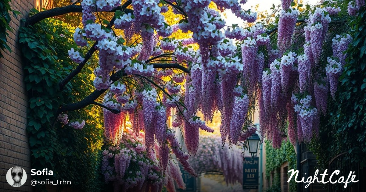 Peaceful Spring Alley with Blossoms in Cinematic S... - AI Art