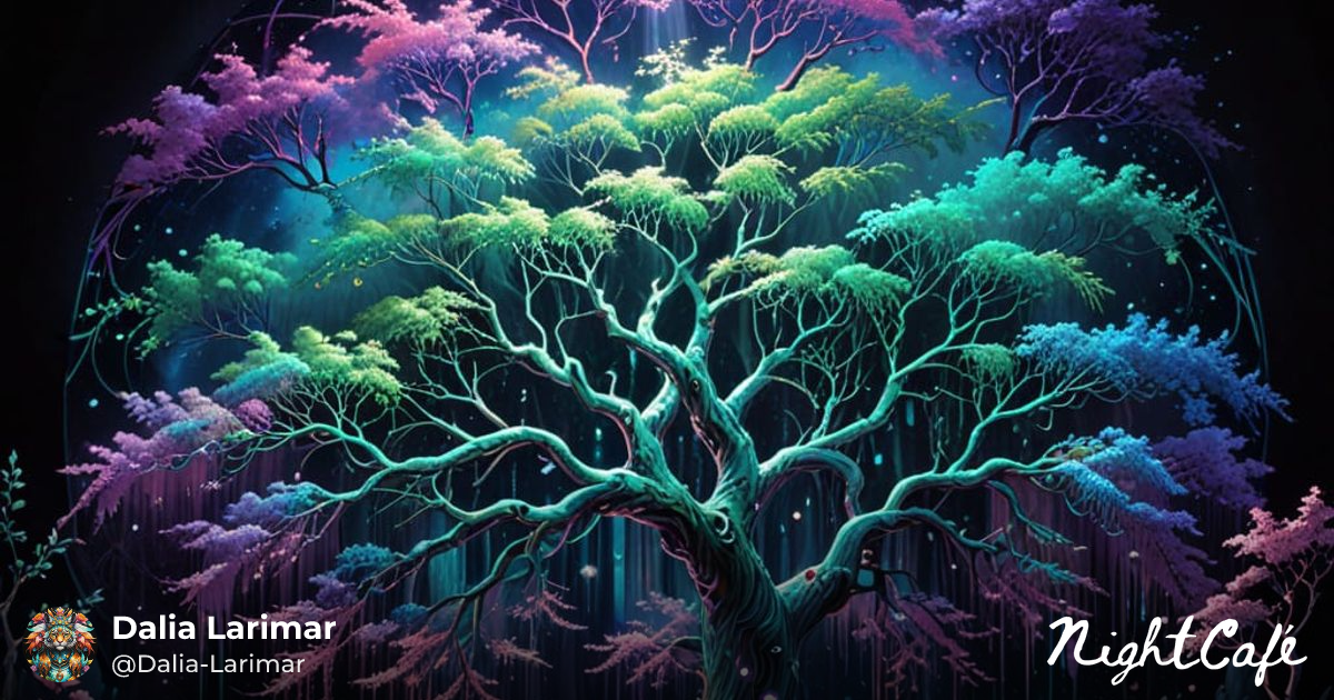 Glowing Divine Weeping Willow in Shimmering Psyche... - AI Art