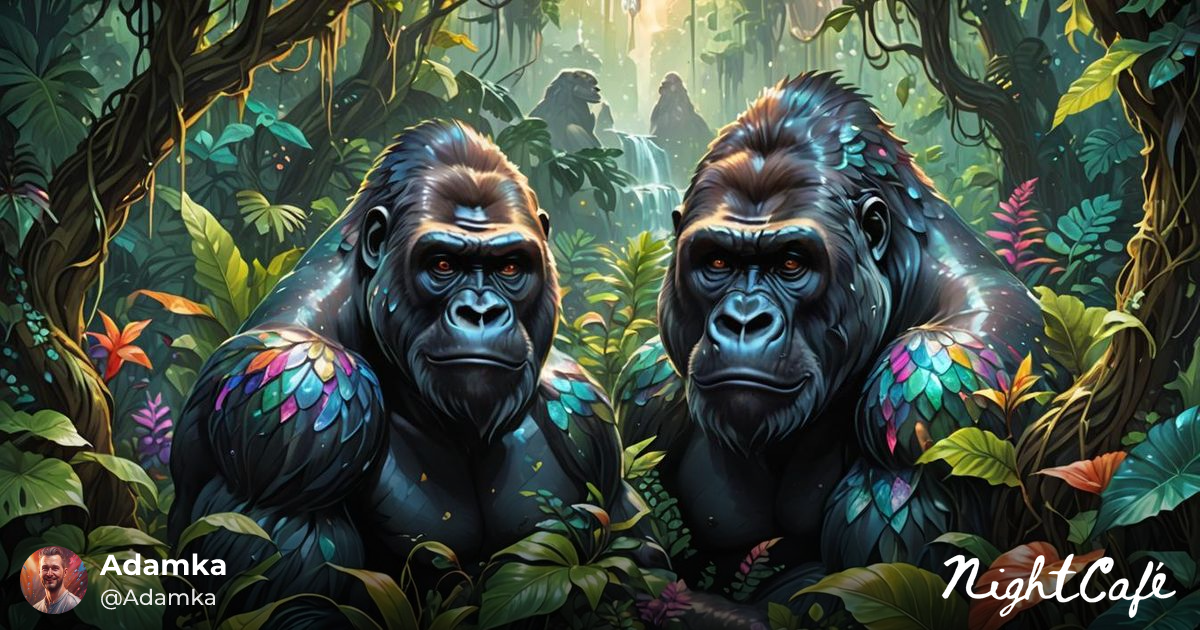 The gorillas - Mythical Creature in Rainforest: Digital Art