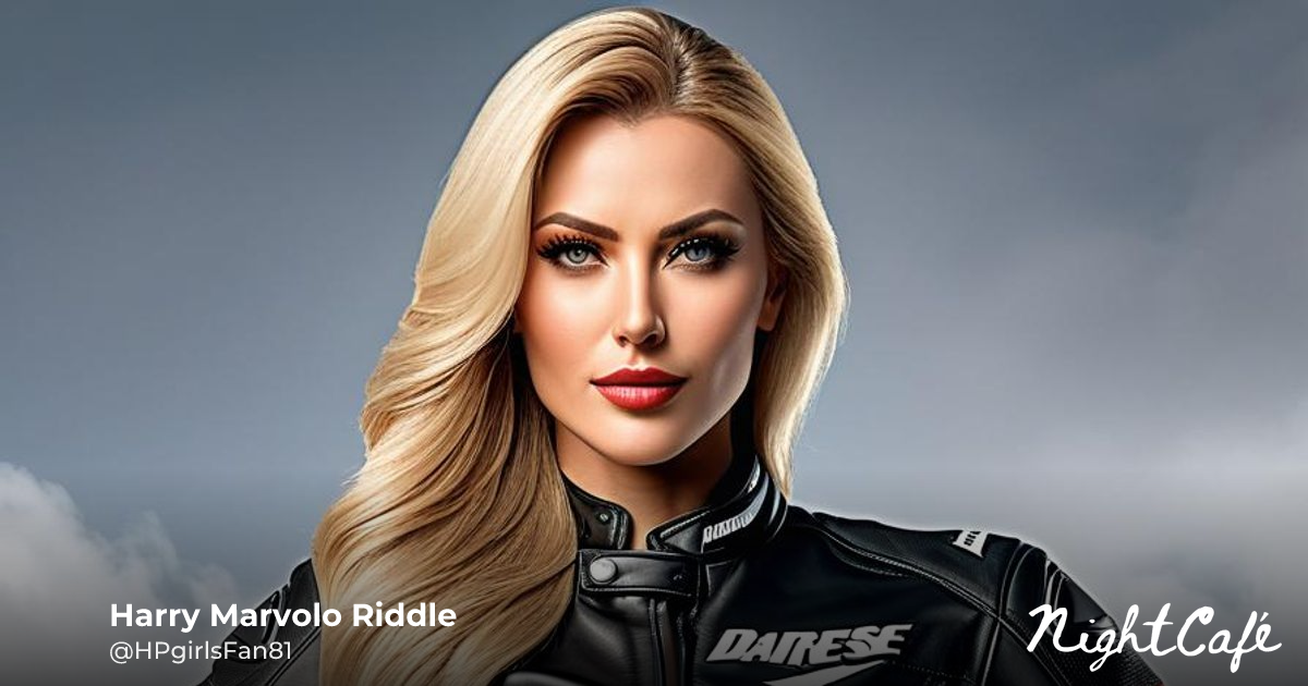 Blonde woman pro sport motorbike racer