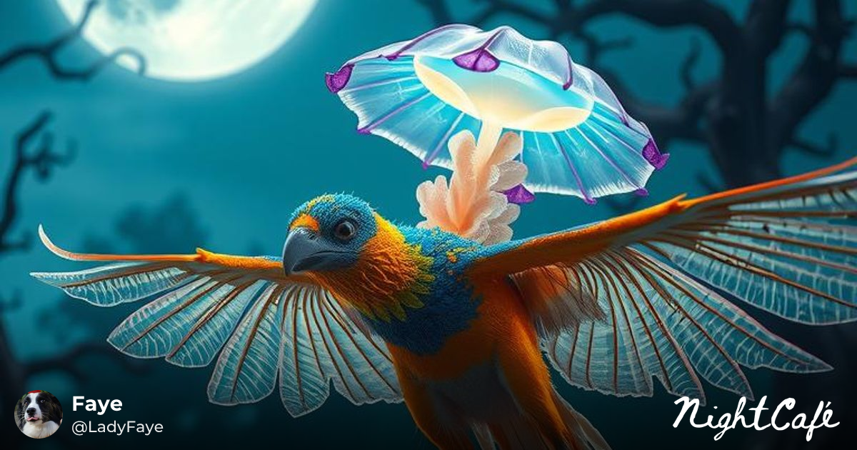 Flying #254 - Nocturnal Jellyfish-Quetzal Hybrid in Moonlit ...