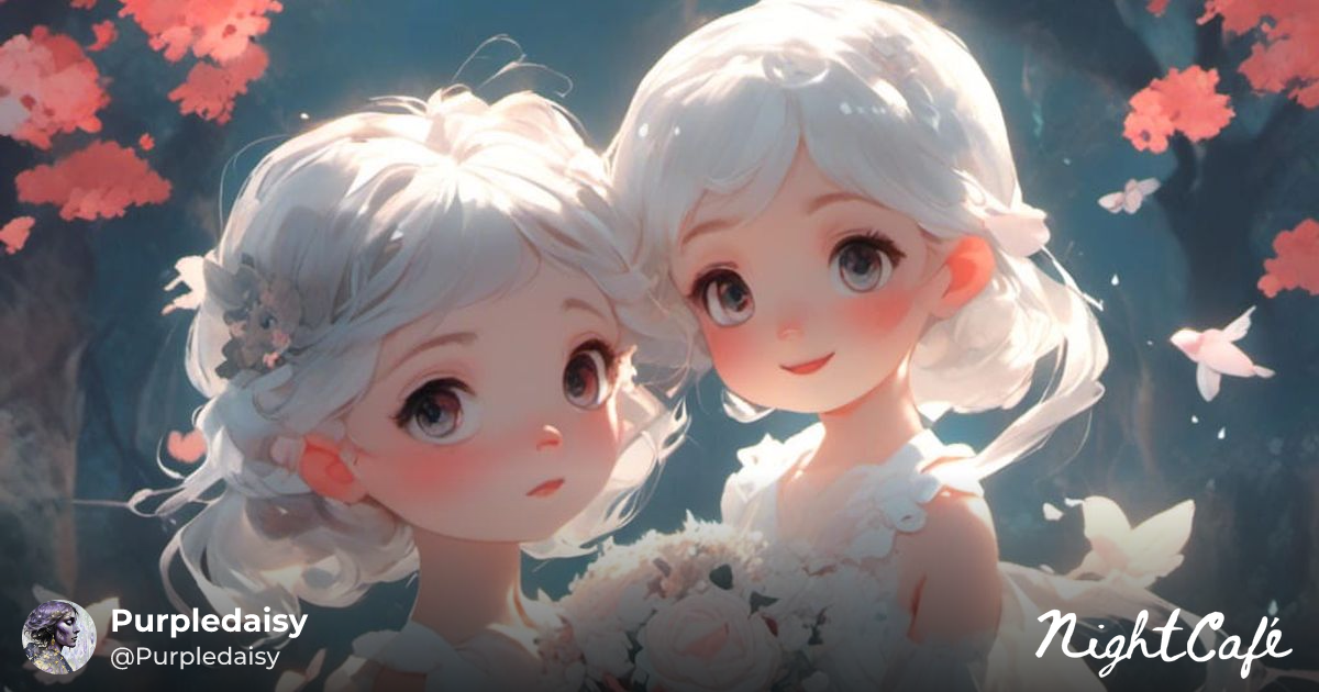 Two little bridesmaids By artist "anime", 3d anime art, inspired by ...