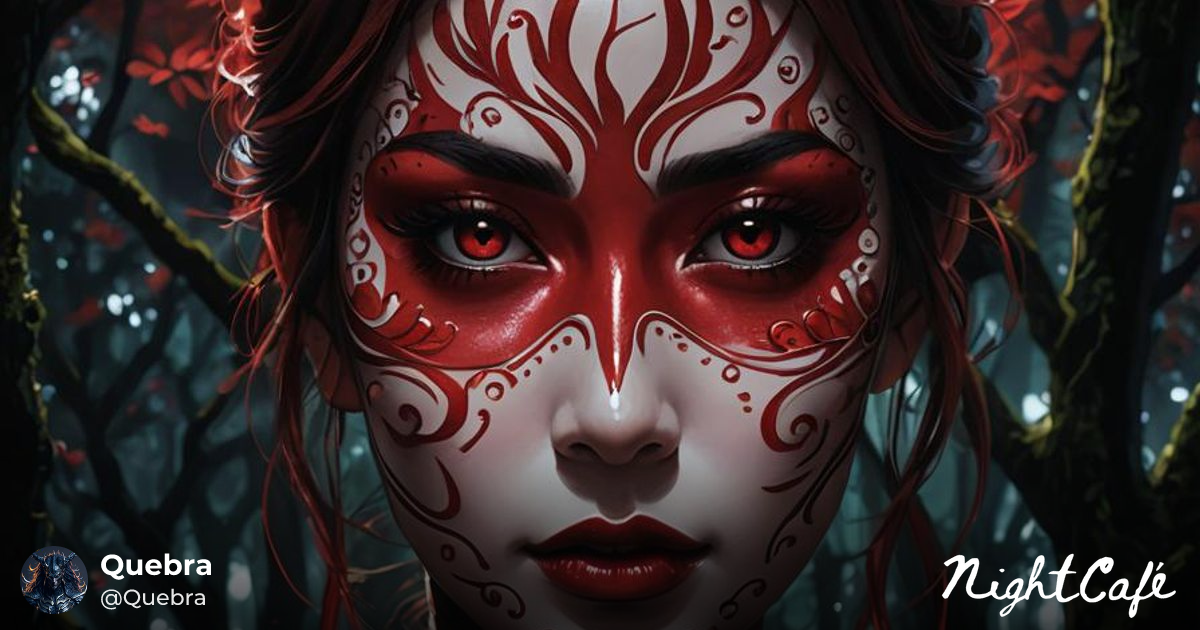 Anime Woman with Striking Red Tree Face Paint - AI Art