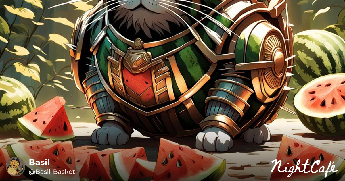 Cat with armor made of watermelon - Armored Watermelon Cat i...