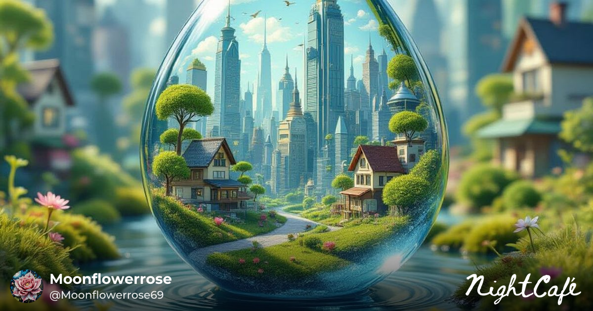 Miniature Ecosystem Inside a Raindrop - AI Art