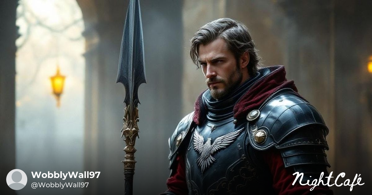 Medieval Butler in Black Armor with Raven Emblem - AI Art