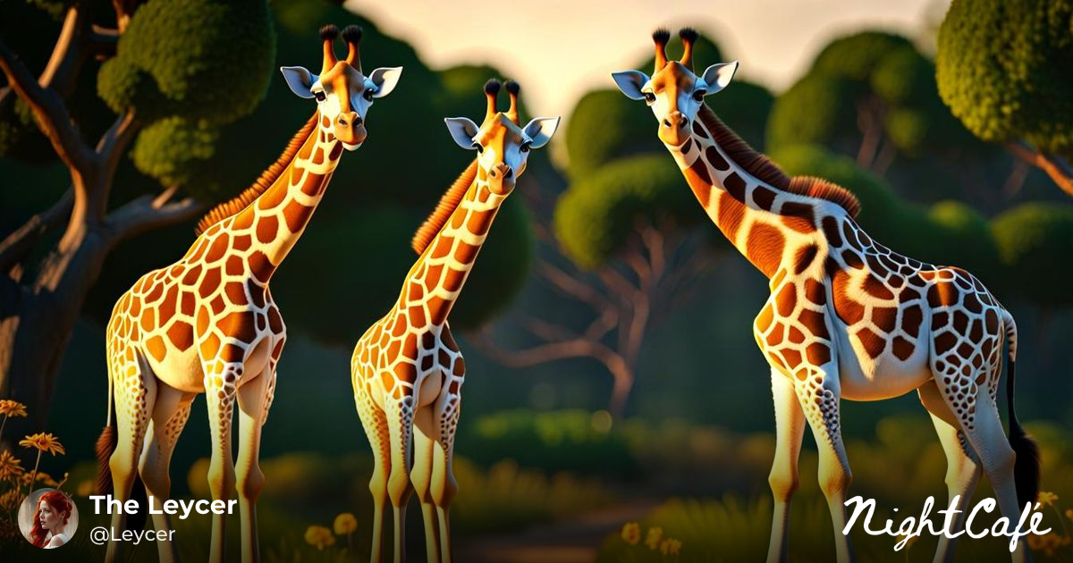 Giraffes chibi-style - Chibi Giraffes in Nature: Photorealis...
