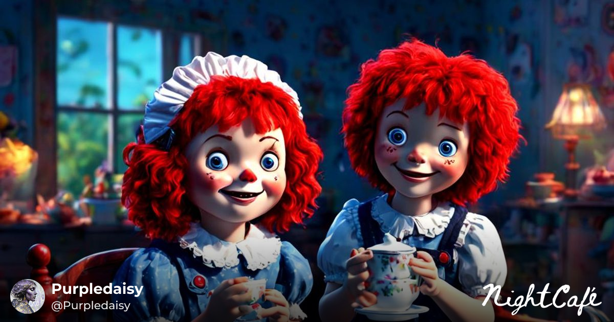 Raggedy Ann the classic red haired doll having a tea party with Andy ...