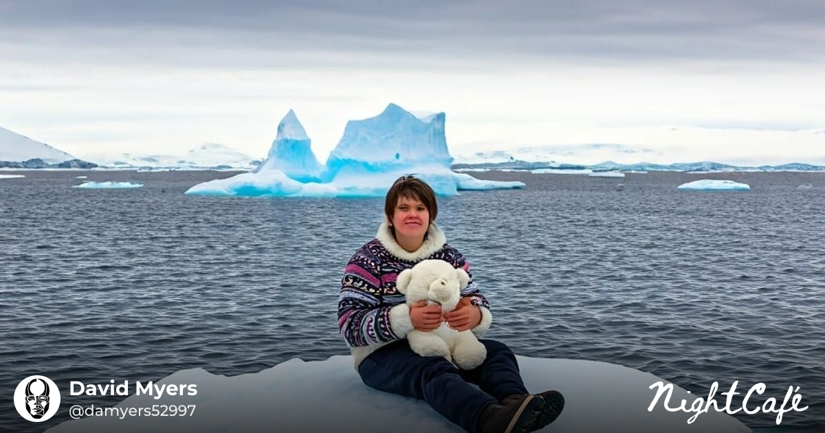 Child on Iceberg with Teddy Bear in Antarctica - AI Art