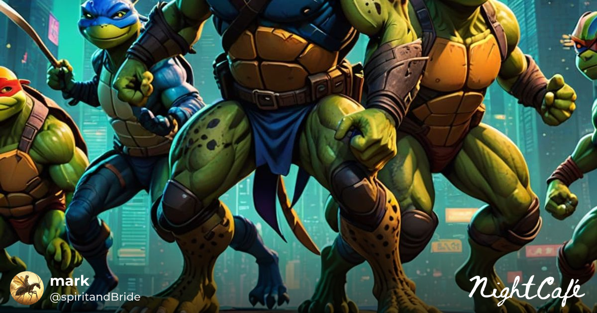 ninja cheetahs vs ninja turtles Pixar, Disney, con... - AI Art