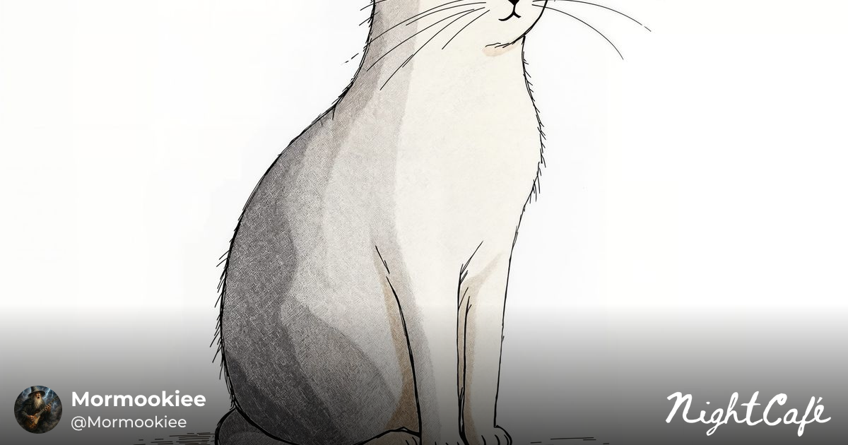 Dramacatic - Surreal Feline Figure in Minimalist Shaun Tan S...