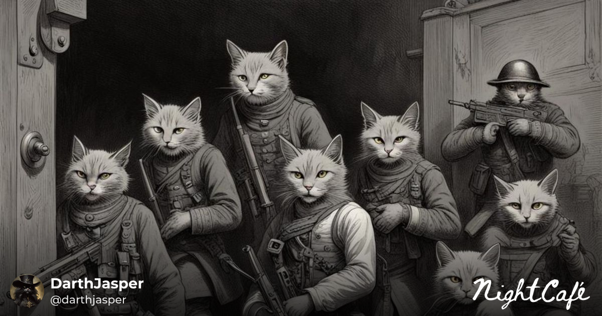 Tactical Cats Pattern in Horror Style - AI Art