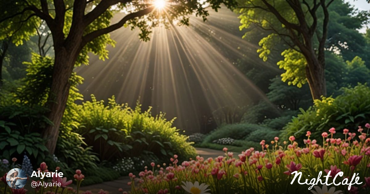 crepuscular rays dramatic flowers beauty - AI Art