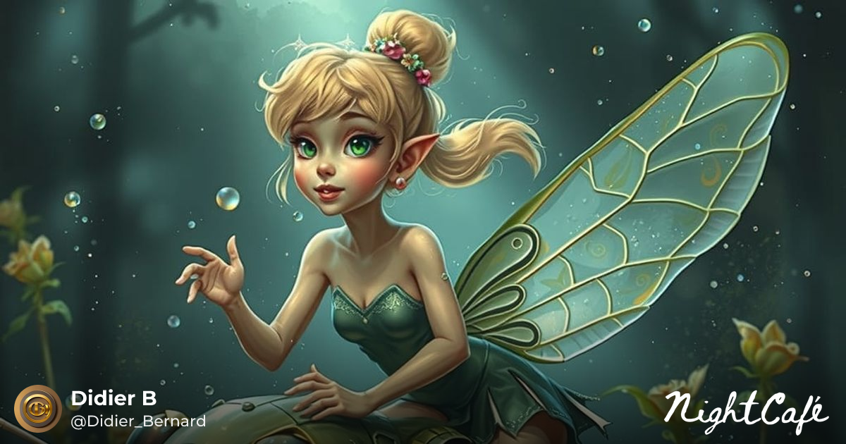 Tinkerbell Rides a Grasshopper: Ethereal Concept A... - AI Art