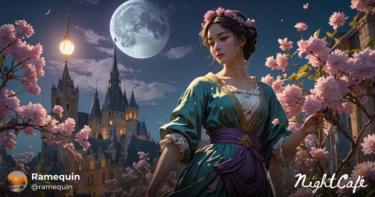 Flowers Bloom Under Moonlight in Hyperdetailed Dig... - AI Art