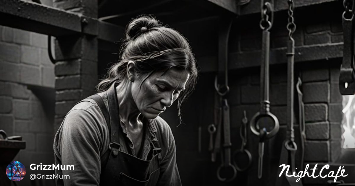 Female blacksmith forging a sword - Female Blacksmith Forgin...