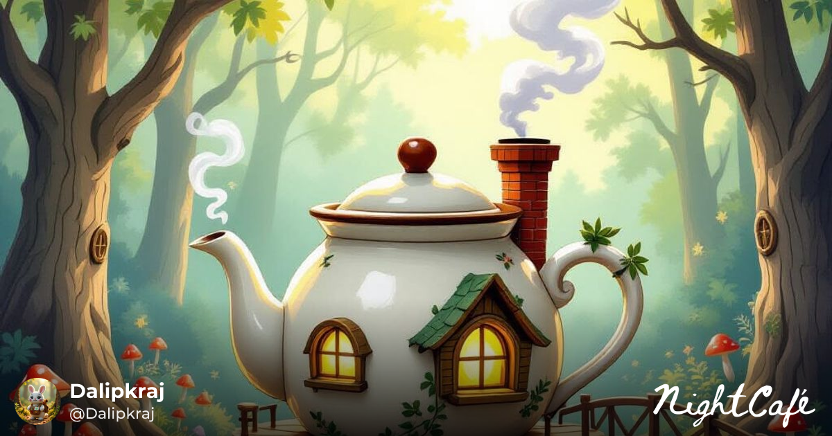 Enchanted Forest Treehouse Teapot in Storybook Sty... - AI Art