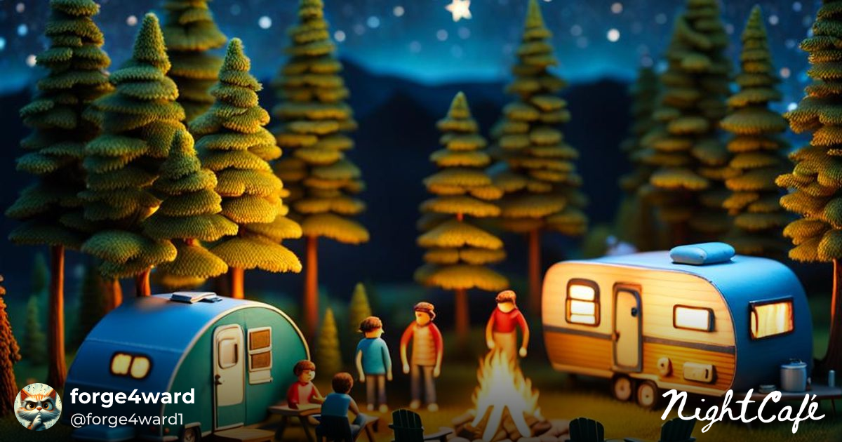 Camping miniature - Cozy Family Camping Diorama Under Starry...
