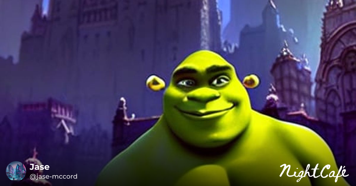 Buff Shrek - Crowned Shrek: Hyperdetailed Art Nouveau Portra...