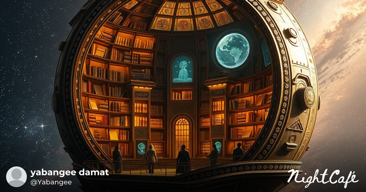 Space Library - Celestial Library in Space as Baroque Art