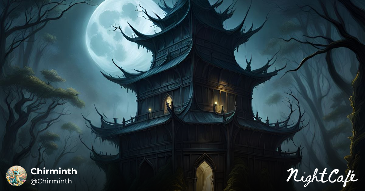 Witch Tower - Eerie Witch Tower in Dark Swamp: Digital Art