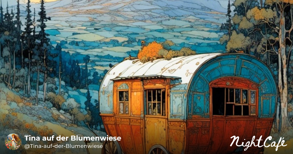 Colorful Gypsy Wagon in an Enchanted Landscape - AI Art