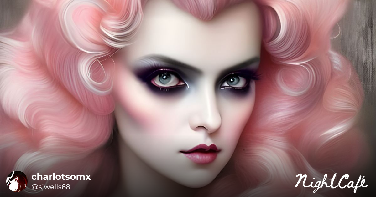 Pink - Goth Girl in Pink Fur with Rococo Flair