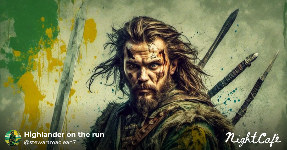 Highlander Warrior in Pop Art Style Splash Screen - AI Art