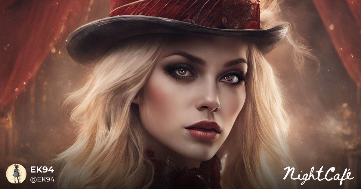 Under the spotlight - Woman with Top Hat in Hyperrealistic S...