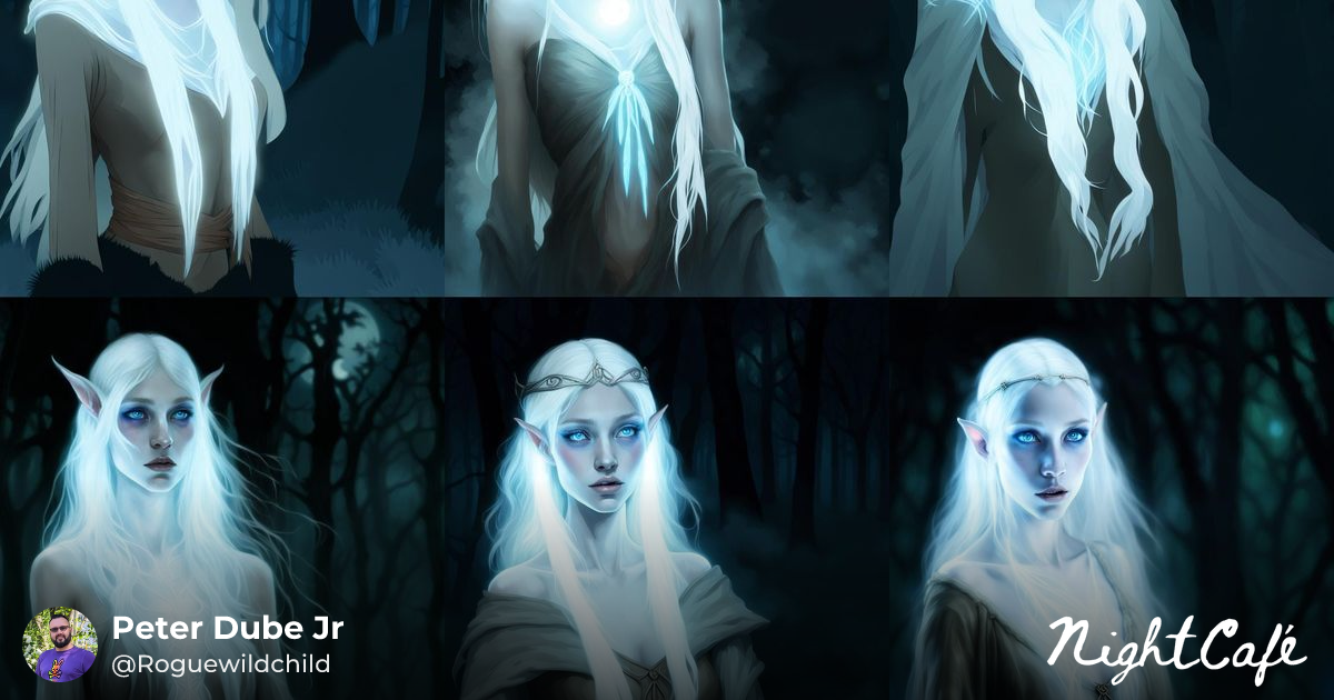 Ethereal Elf Woman in Misty Moonlight Forest - AI Art