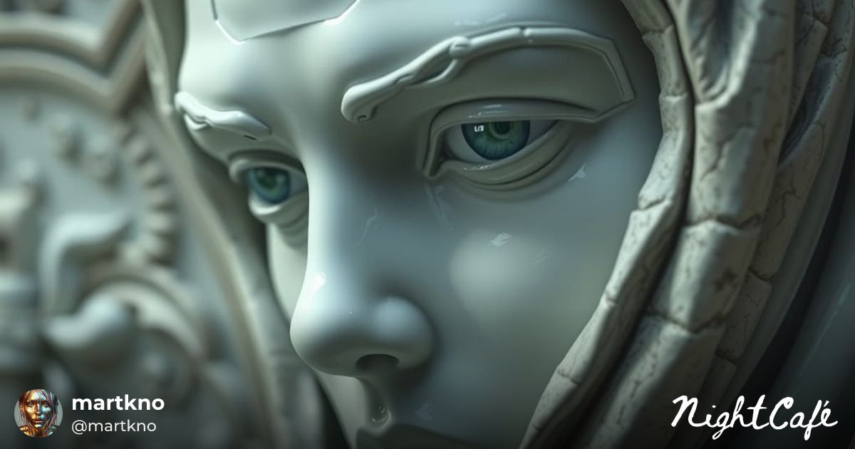 Dystopian Stone-Faced Woman: 3D Relief Sculpture - AI Art