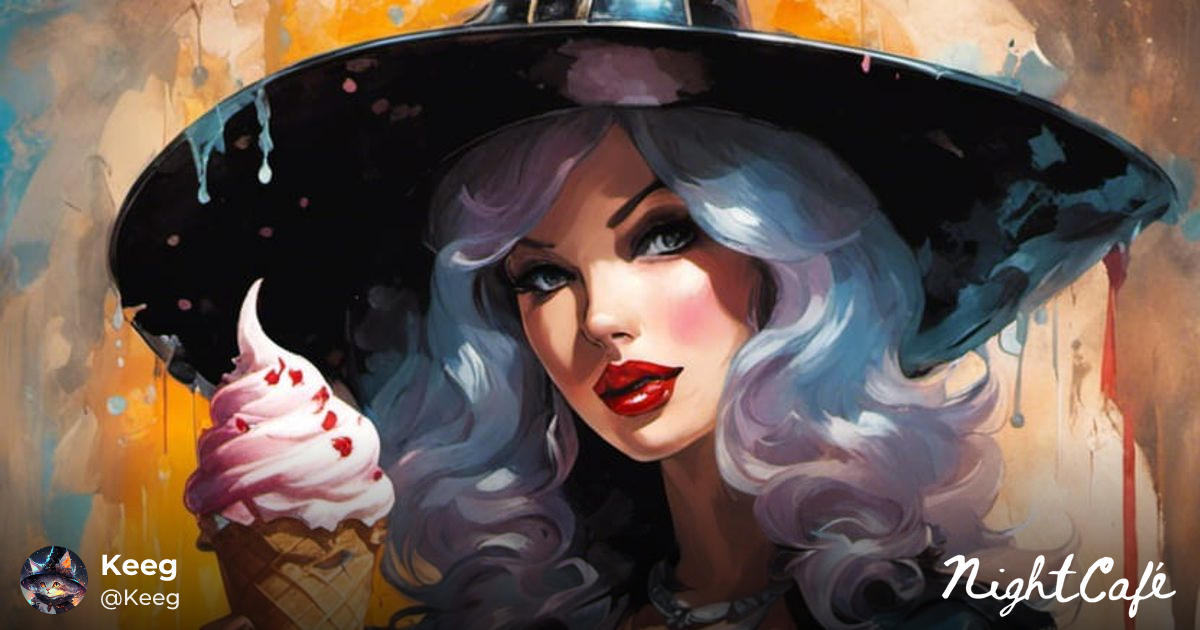 Pin Up Ice Cream Witch 2 - Ice Cream Witch Pin-Up Art in Stu...